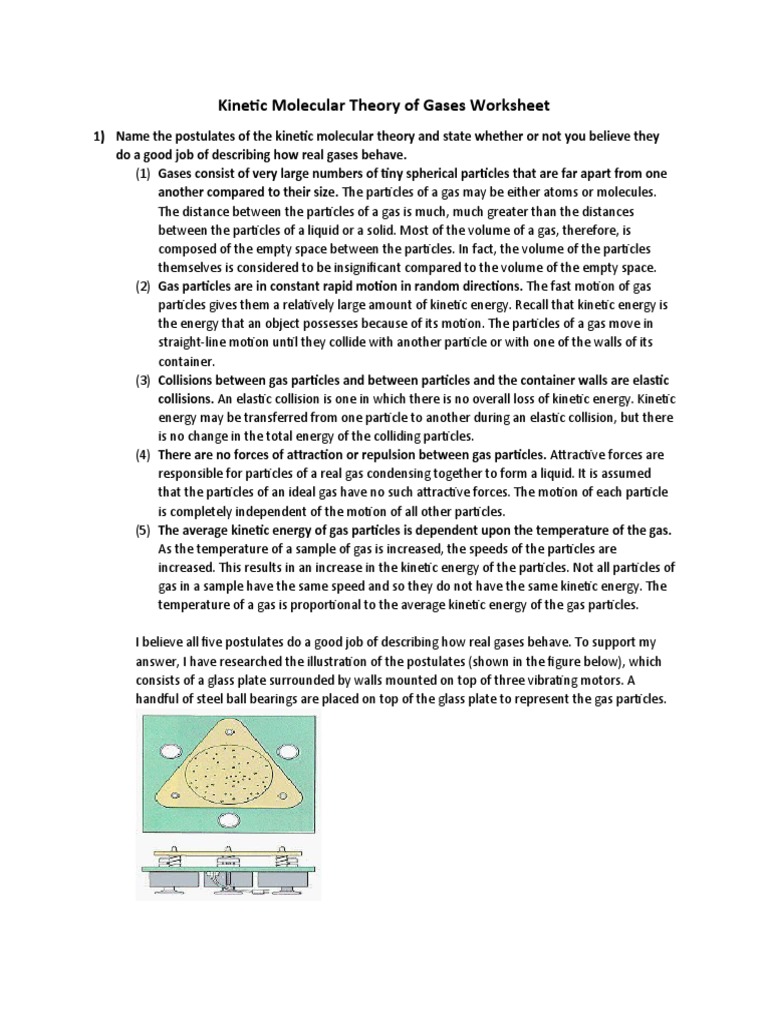 Kinetic Molecular Theory Worksheet | PDF
