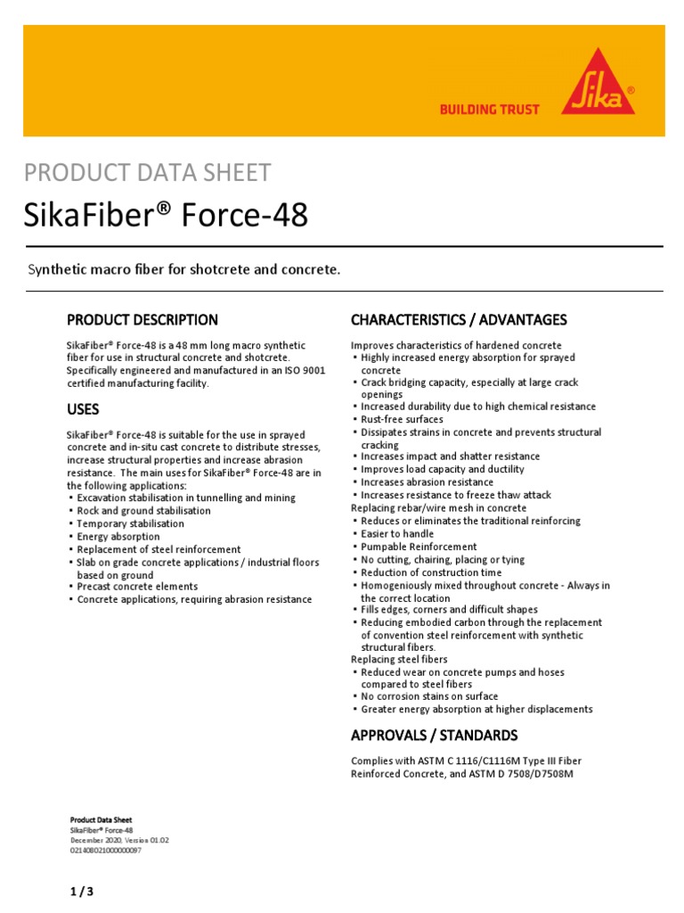 Sikafiber Force 48 | PDF | Concrete | Civil Engineering