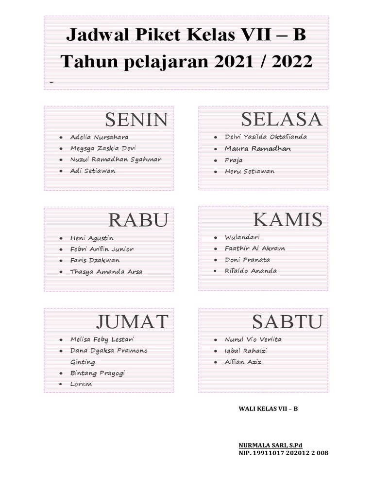 JADWAL PIKET KELAS | PDF