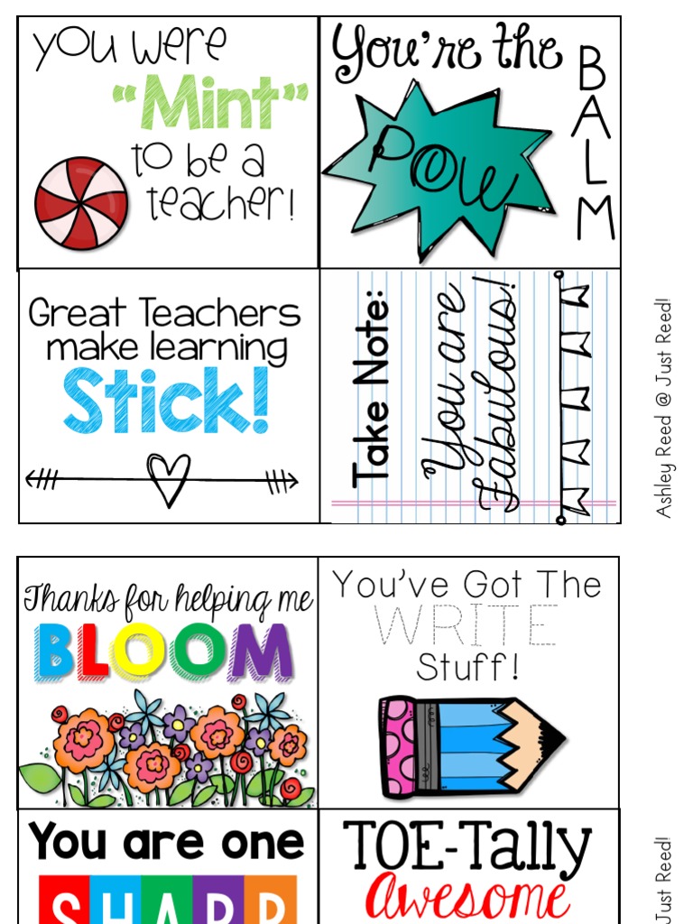 Teacher Appreciation Notes | PDF