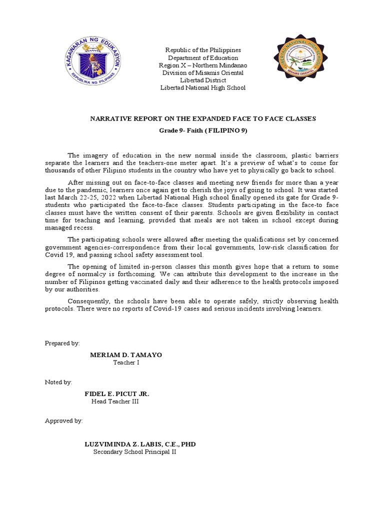 Narrative-Report-On F2F | PDF