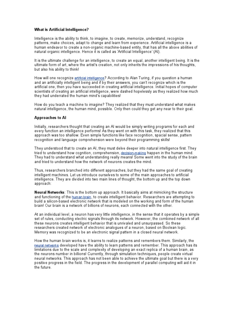 What Is Artificial Intelligence | PDF | Artificial Intelligence ...