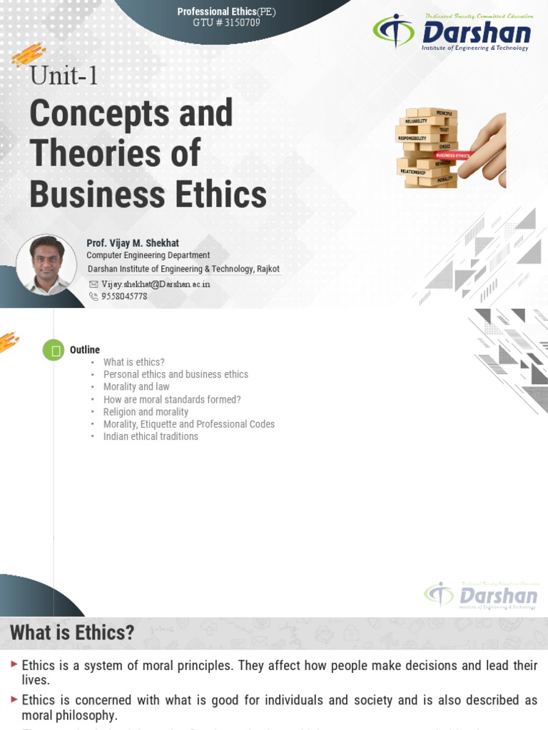 Unit-1: Concepts and Theories of Business Ethics | PDF | Morality ...