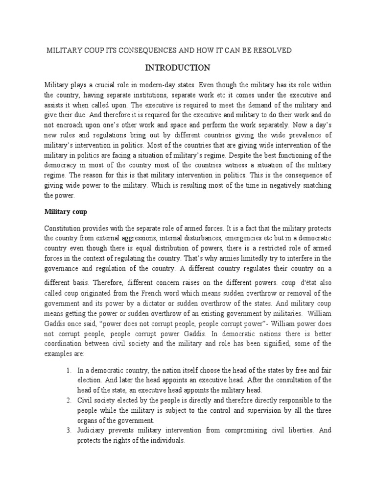 Analyzing the Consequences of Military Coups and How to Prevent Them ...