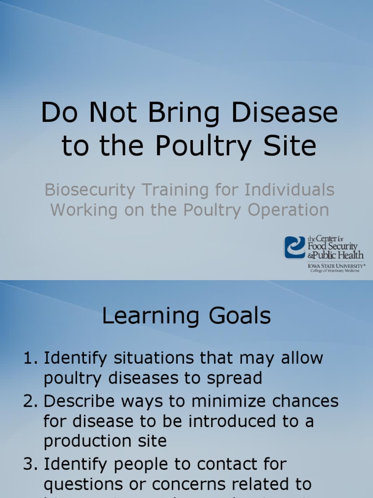 Poultry Biosecurity Training Intro FINAL | PDF | Foods | Public Health