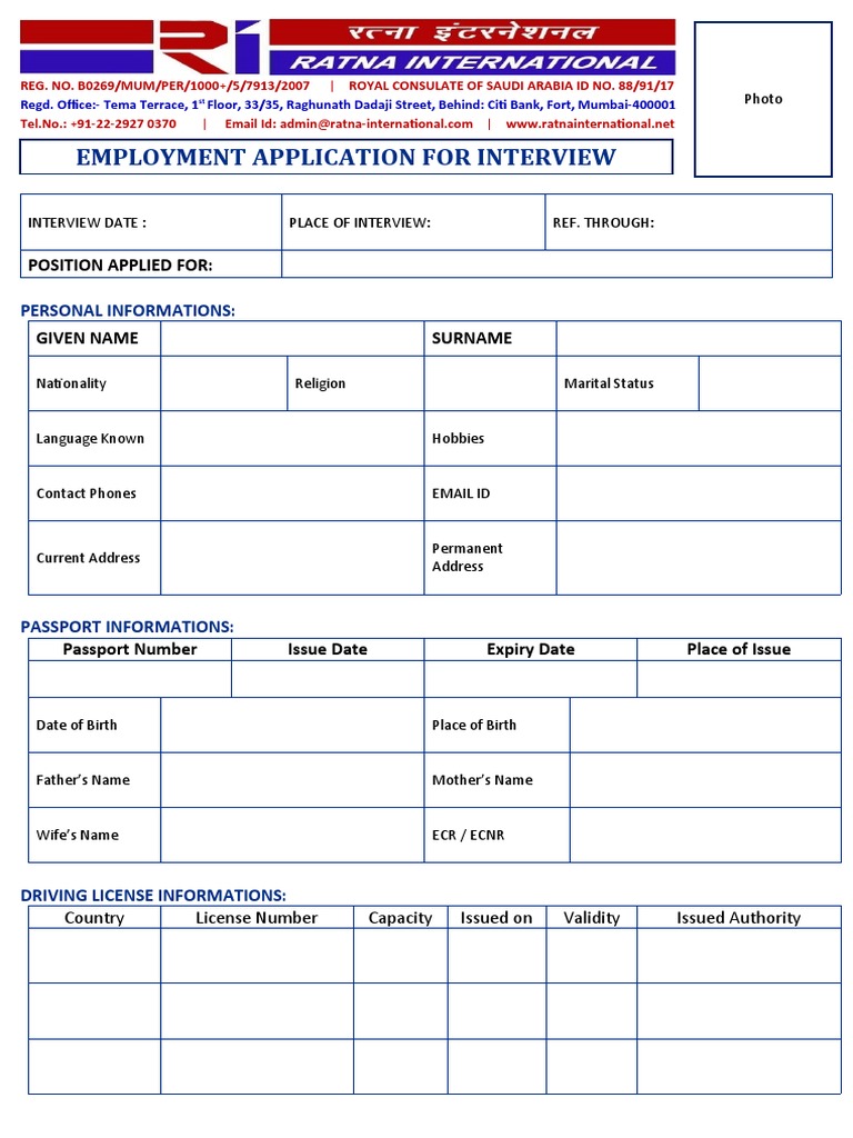 Ratna-Interview - Application Form | PDF | Passport