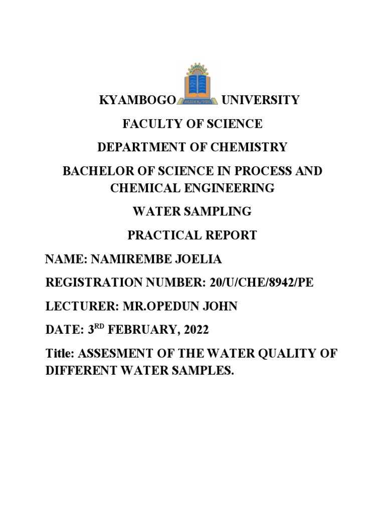 Water Sampling Report-1 | PDF | Water Quality | Water