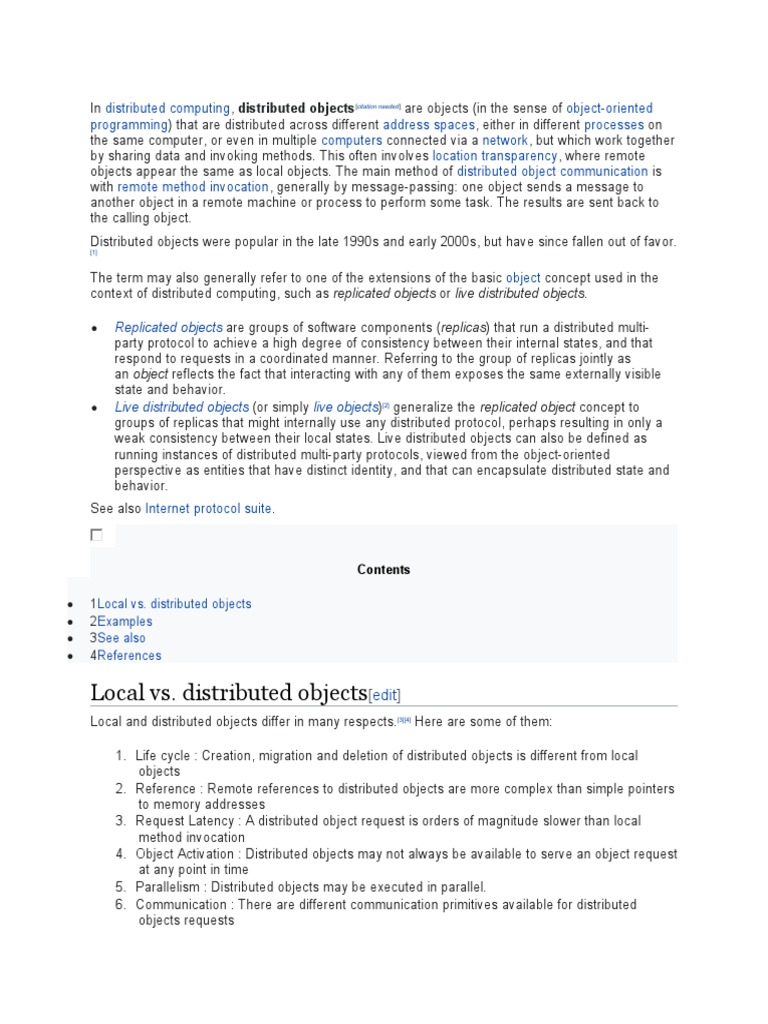 Local vs. Distributed Objects | PDF | Object (Computer Science) | Programming Paradigms