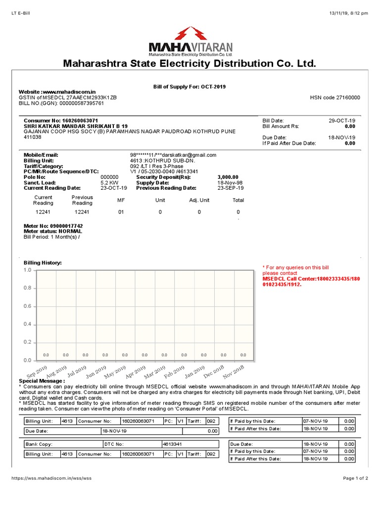 Maharashtra State Electricity Distribution Co. LTD.: 13/11/19, 8 (12 PM ...