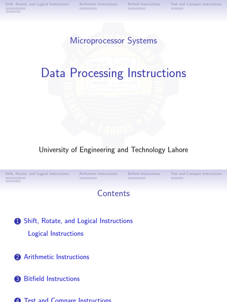 Data Processing Instructions: Microprocessor Systems | PDF | Computer ...