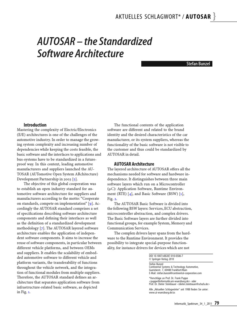 AUTOSAR - The Standardized Software Architecture | PDF | Information ...
