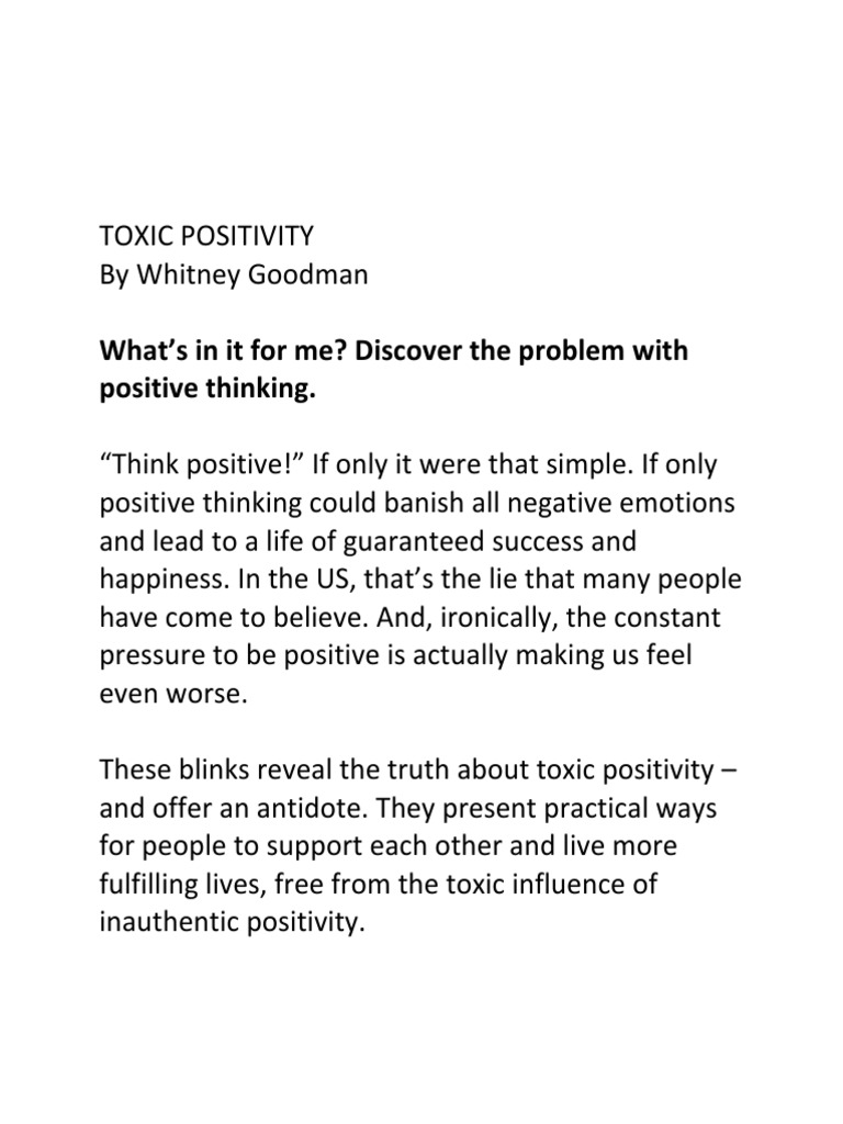 Toxic Positivity | PDF | Feeling | Emotions