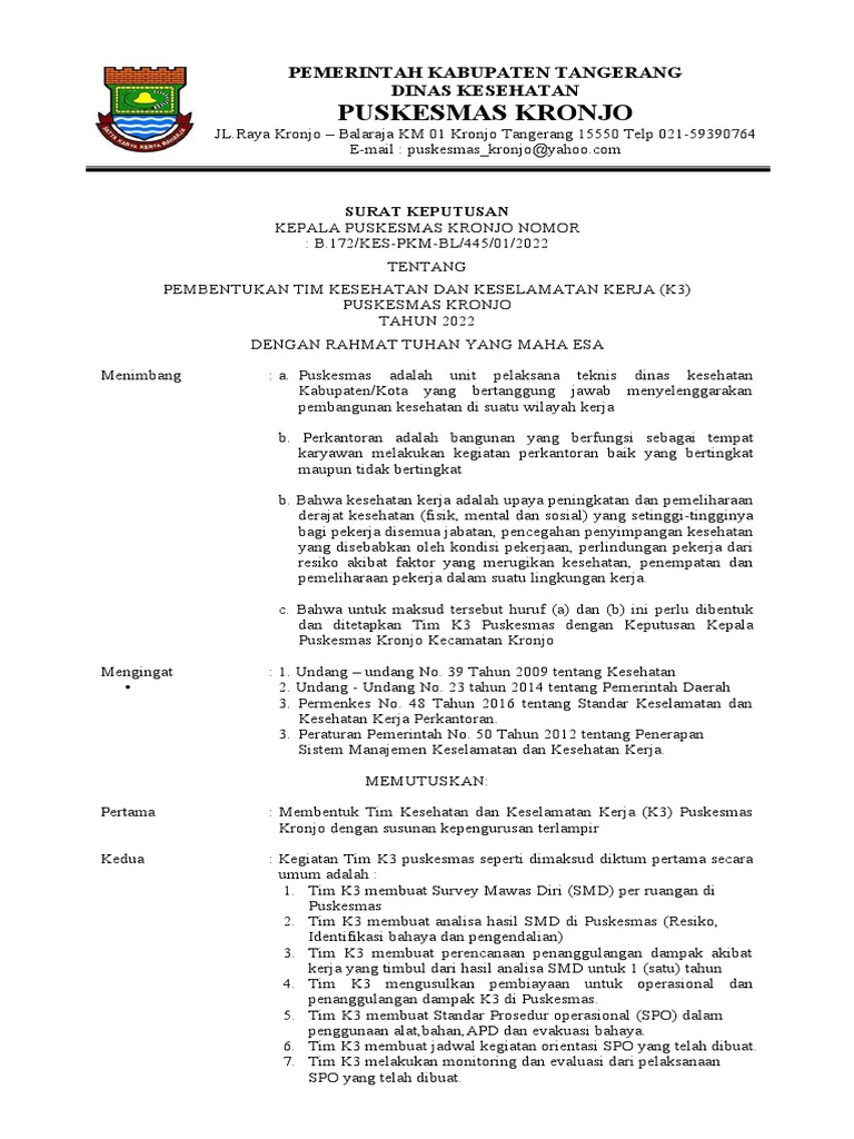 SK k3 Puskesmas | PDF