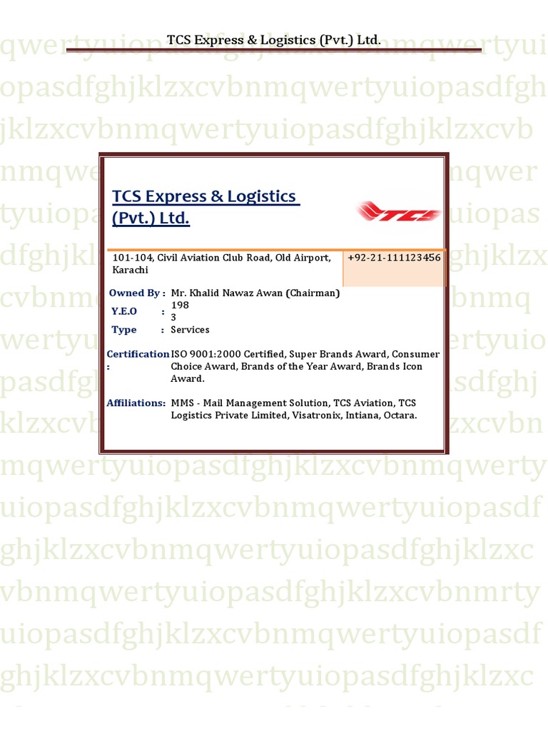 TCS Express & Logistics (PVT.) LTD | PDF | Cargo | Warehouse