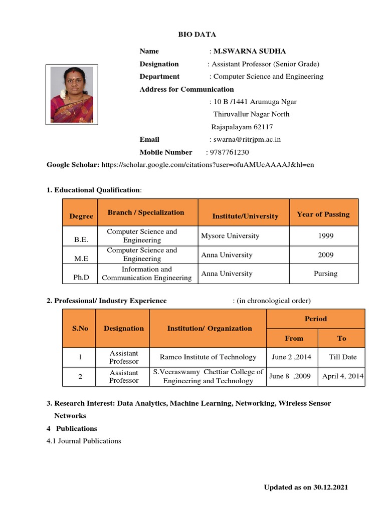 Faculty Bio Sample | Download Free PDF | Engineering | Ibm
