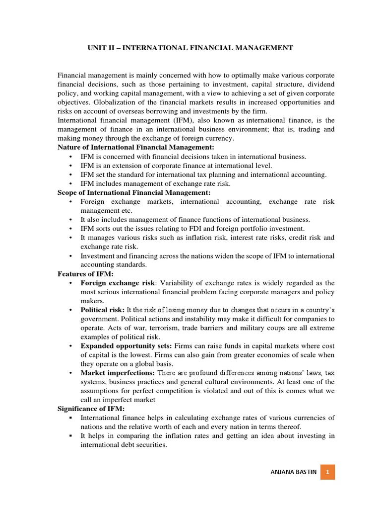 Overview of International Financial Management | PDF | Balance Of ...