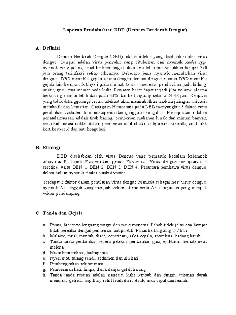 Laporan Pendahuluan DBD | PDF