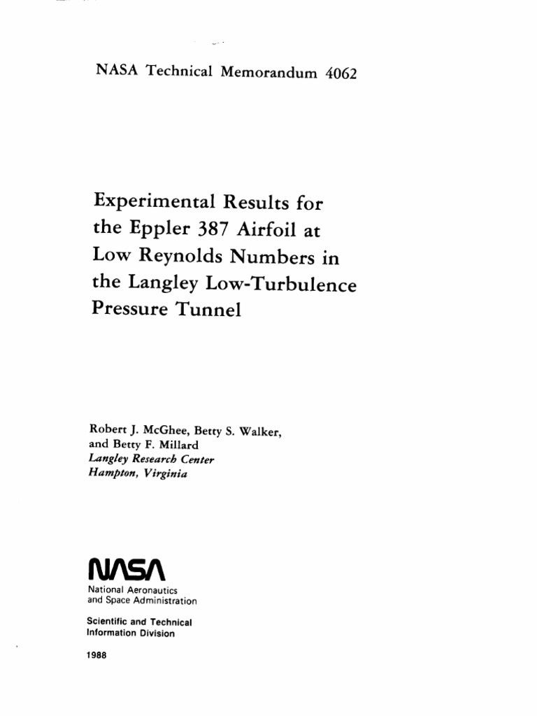 Eppler E387 | PDF | Reynolds Number | Lift (Force)