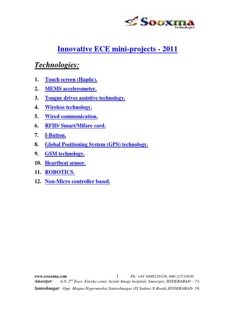 Innovative ECE Mini - Projects List | PDF | Security Alarm | Touchscreen