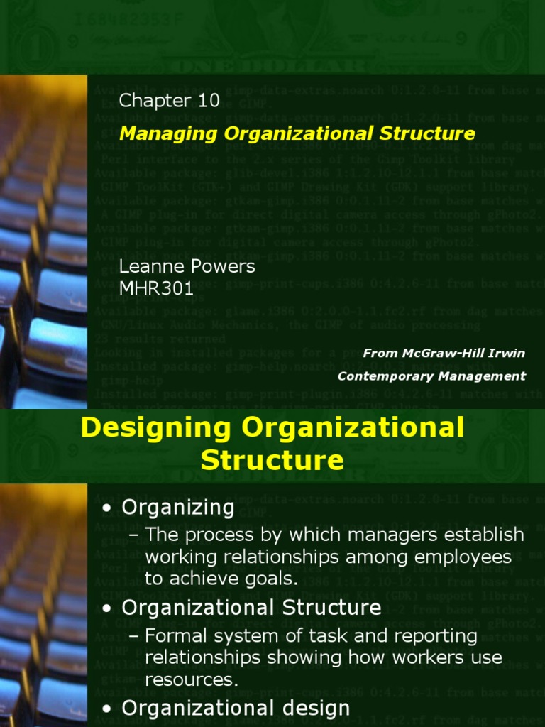 Managing Organizational Structure: From Mcgraw-Hill Irwin Contemporary ...