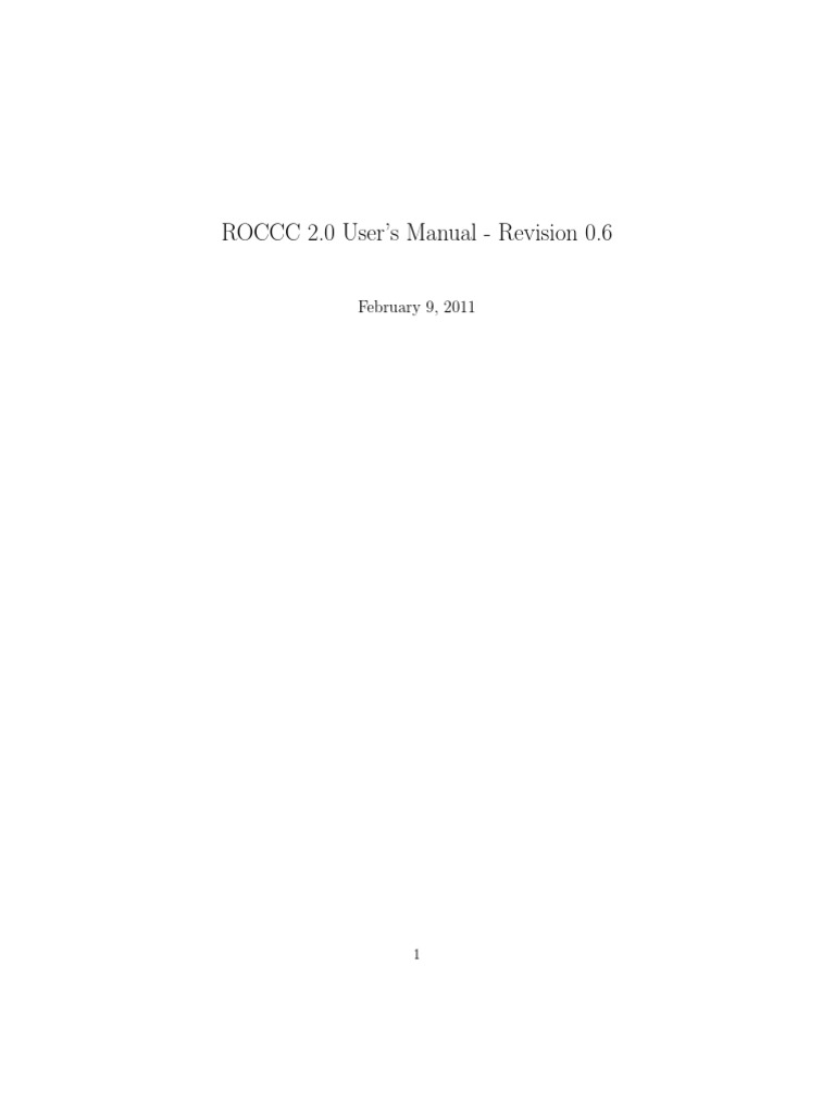ROCCC 2.0 User's Manual - Revision 0.6: February 9, 2011 | PDF ...