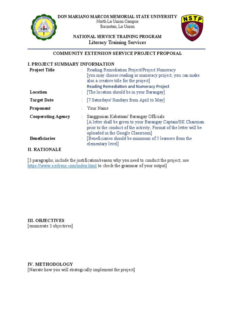 Community Extension Service Project Proposal | PDF