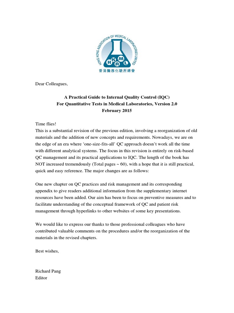 A Practical Guide To Internal Quality Control (IQC) 2015 | PDF