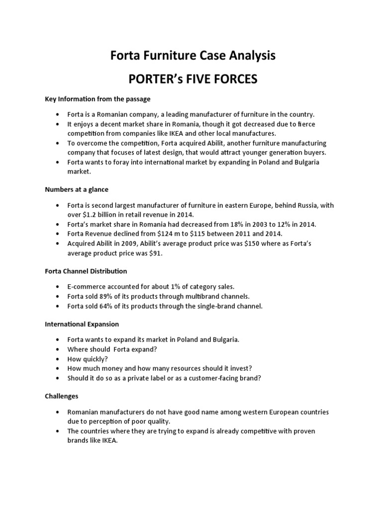 Forta Furniture's Market Expansion Strategy | PDF | Profit (Economics ...