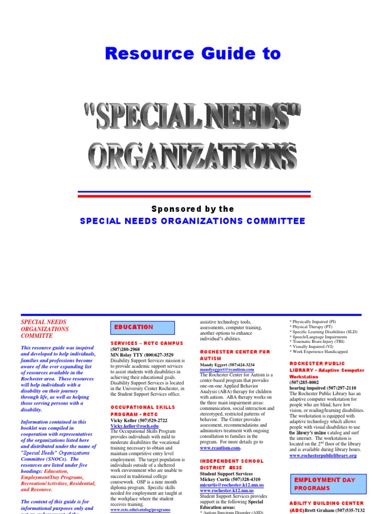 Resource Guide To: Special Needs Organizations Committee | PDF ...