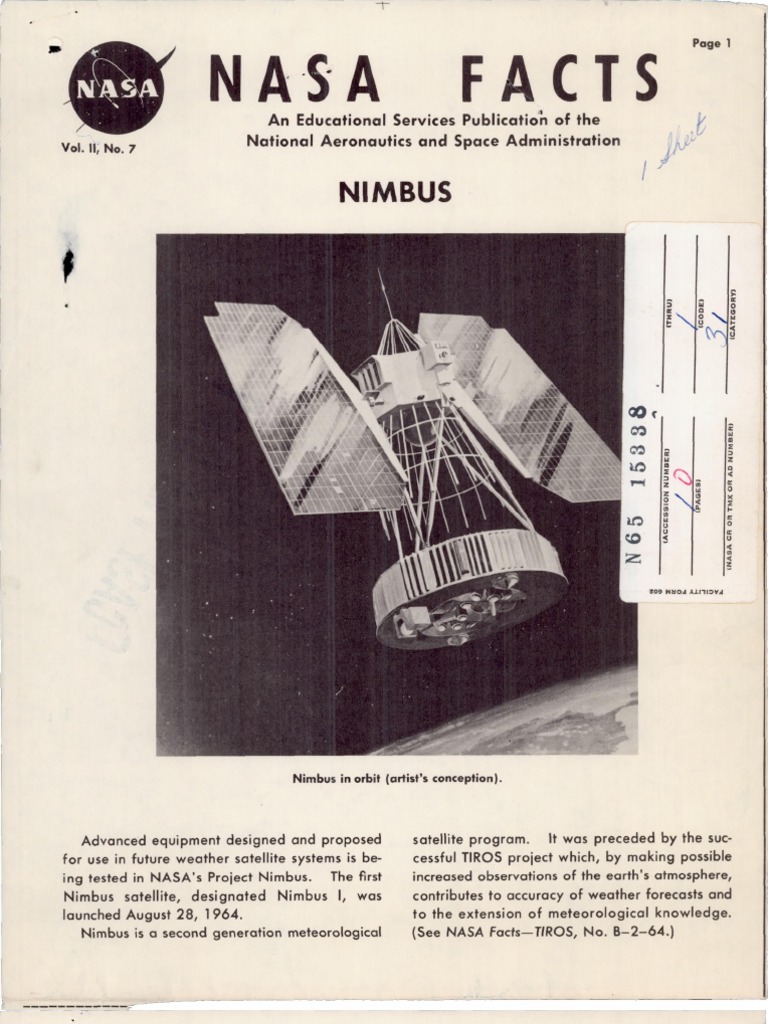 NASA Facts Nimbus | Satellite | Weather Satellite