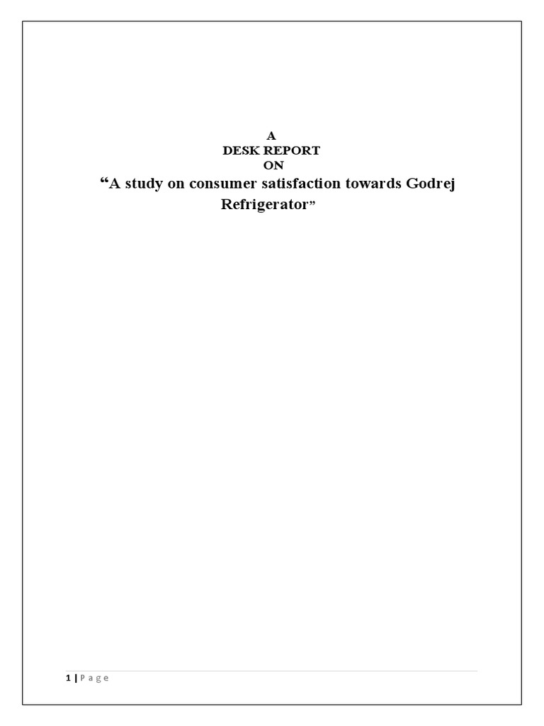 Godrej Refrigerator Desk Report | PDF | Marketing | Business