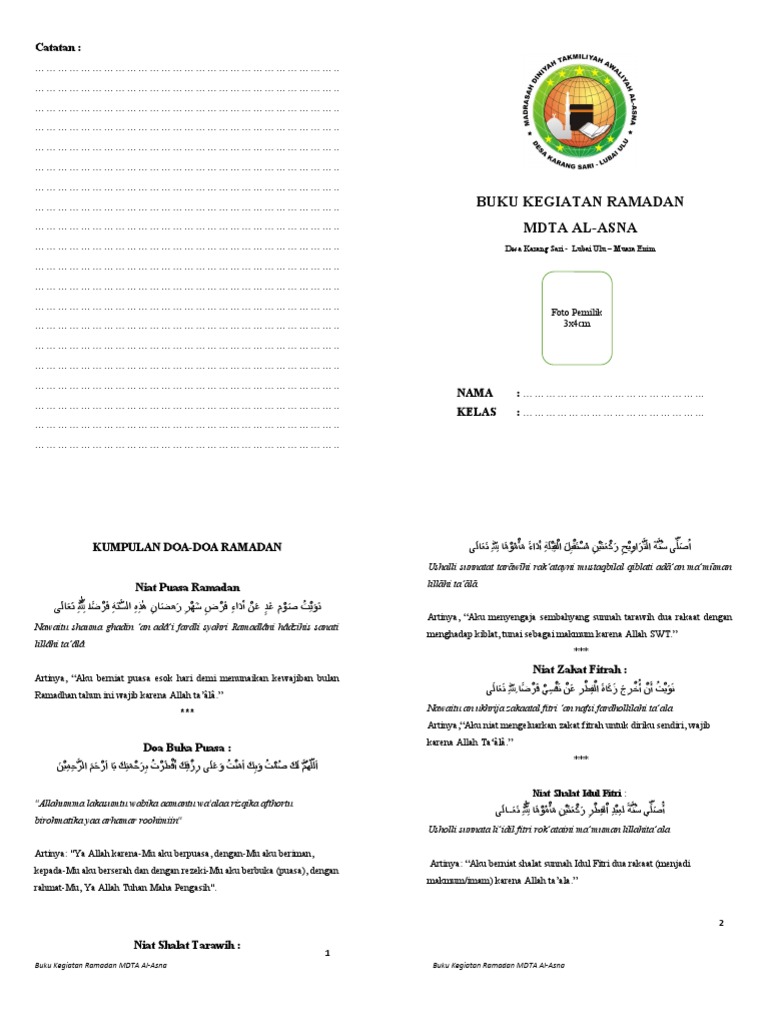 BUKU RAMADAN AL-ASNA (Revisi) | PDF