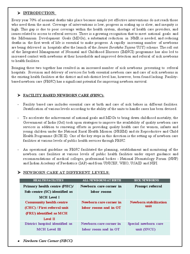 Facility Based Newborn Care Pdf Hypothermia Sepsis