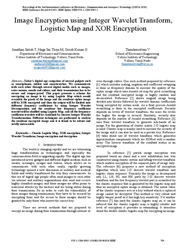 Image Encryption Using Integer Wavelet Transform Pdf Wavelet Data Compression
