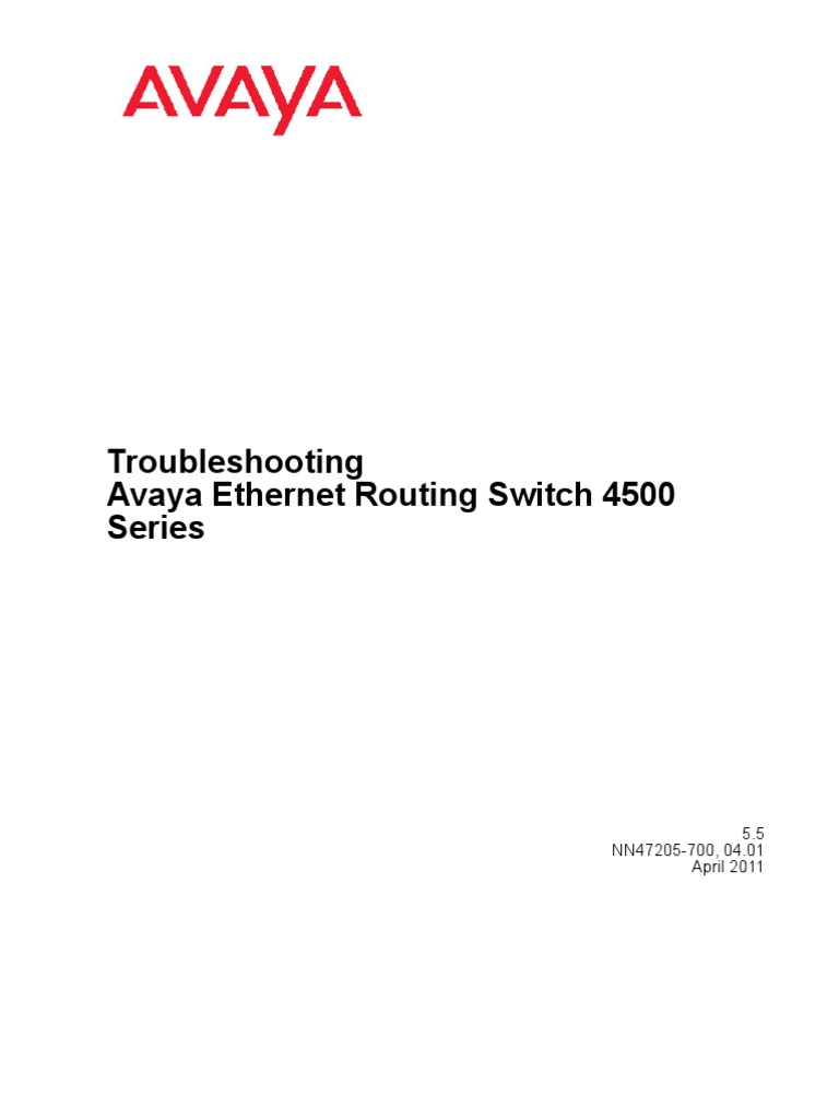 Troubleshooting - Avaya Ethernet Routing Switch 4500 Series - 100134068 ...