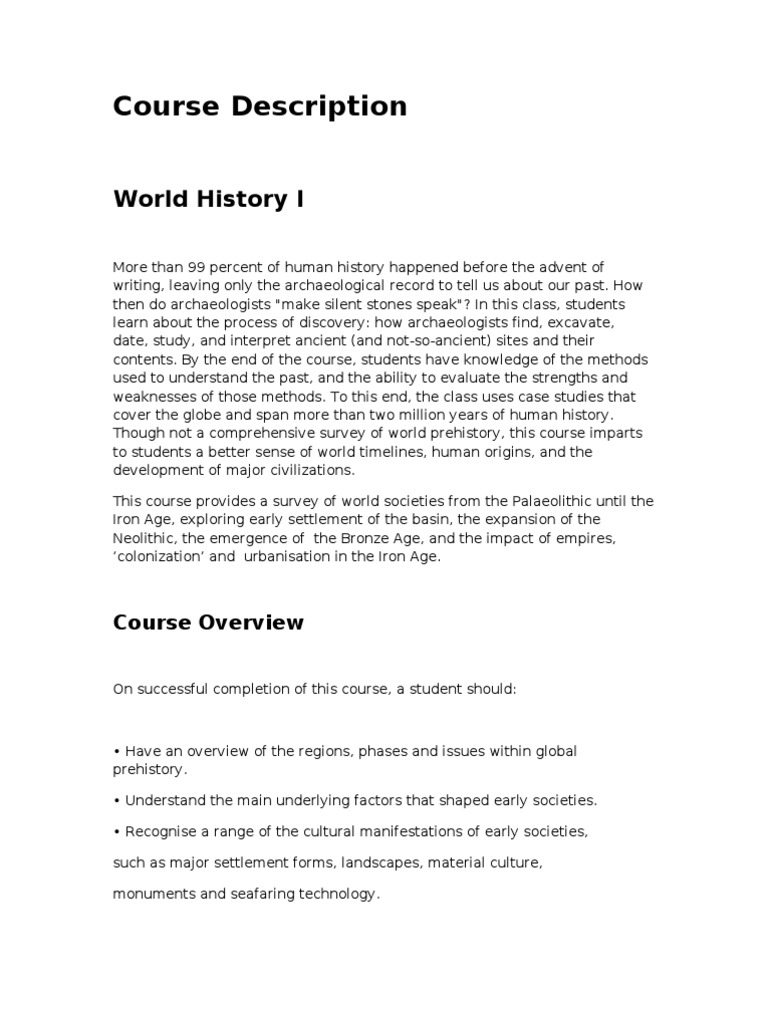 World History I Course Overview | PDF