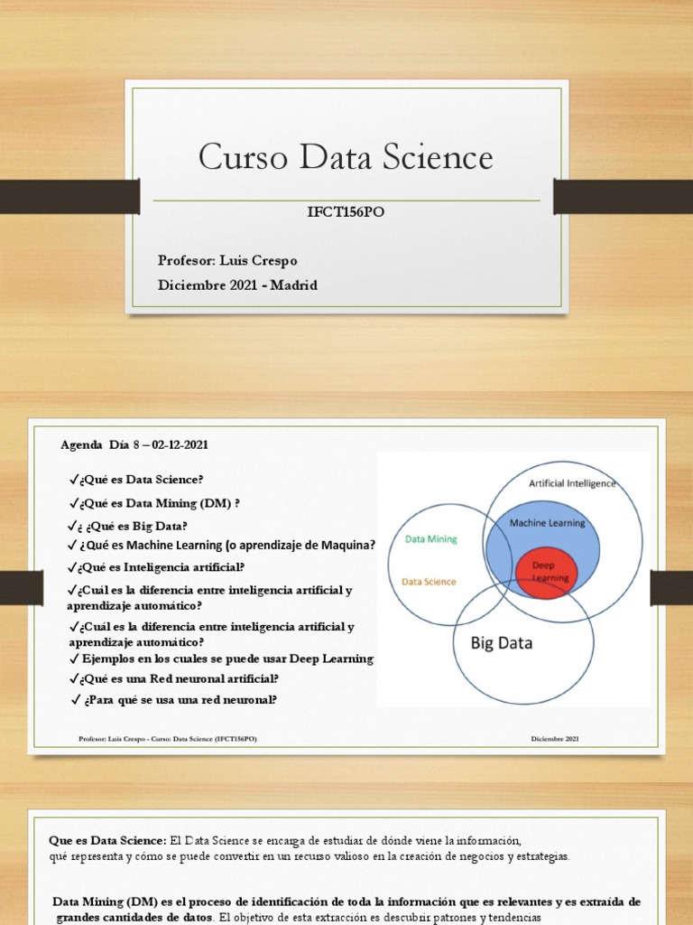 Curso Data Science - Clase 8-02-12-2021 - Luis Crespo | Descargar gratis PDF | Aprendizaje ...