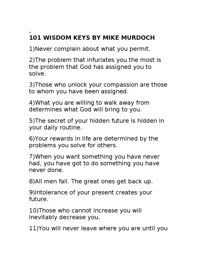 101 Wisdom Keys by Mike Murdoch | PDF | Marriage | Prayer