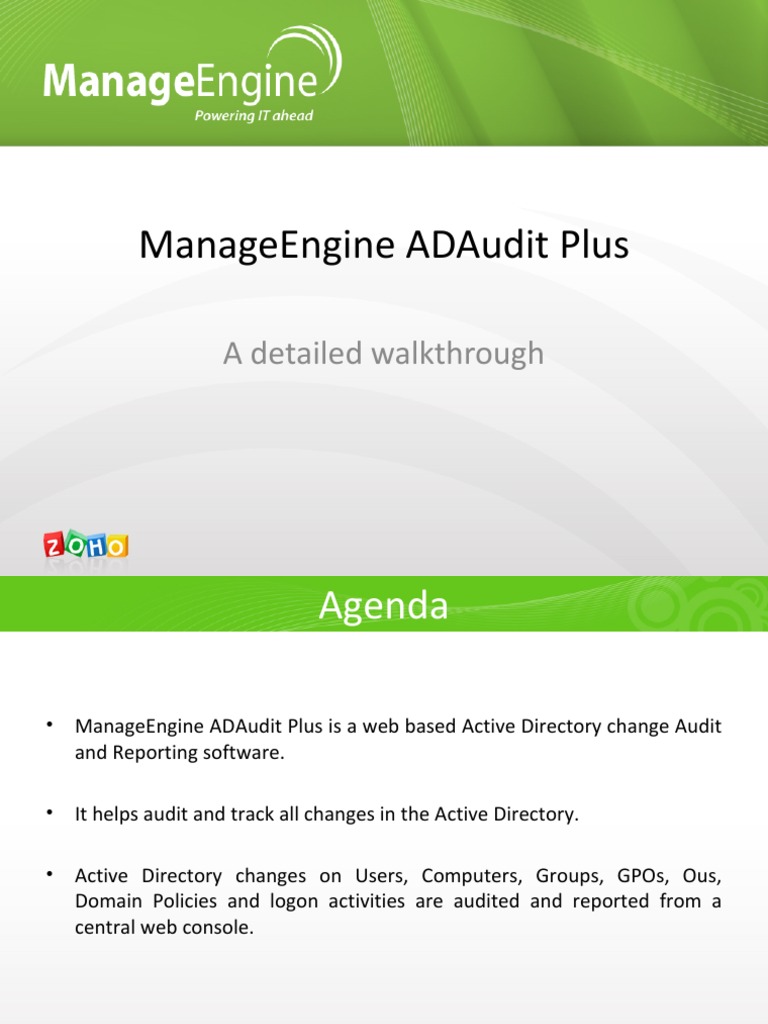 Auditing Active Directory With ADAudit Plus | PDF | Active Directory ...
