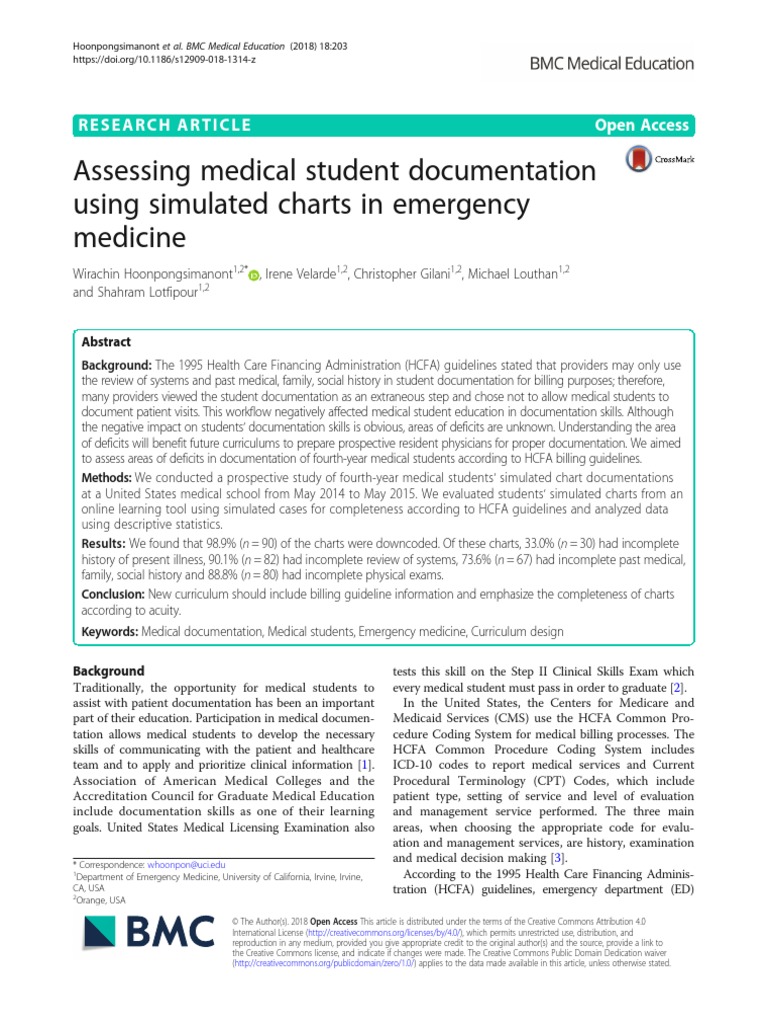 Assessing Medical Student Documentation Using Simulated Charts in ...