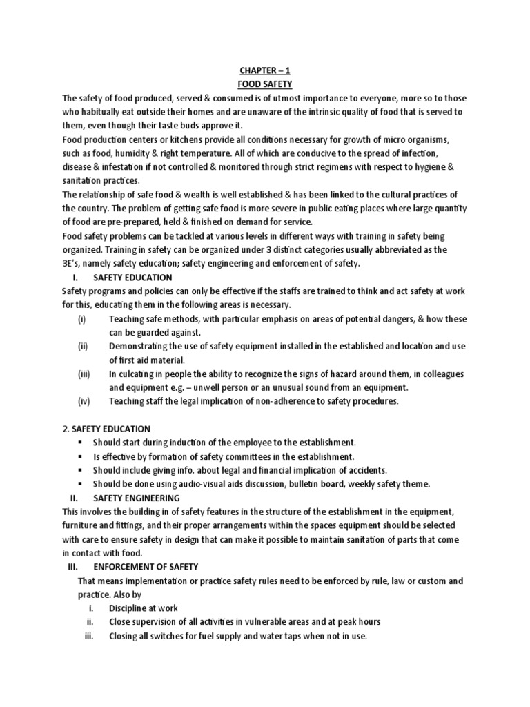 Chapter - 1 Food Safety | PDF | Food Preservation | Foods