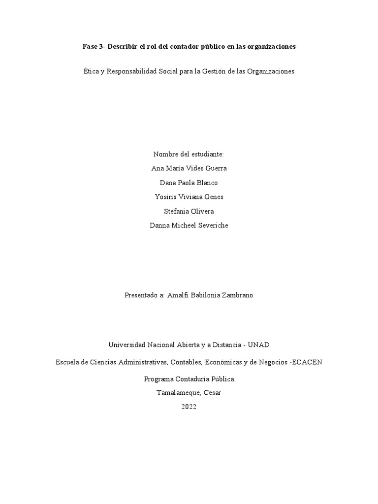 Fase 3 Describir El Rol Del Contador Público en Las Organizaciones ...