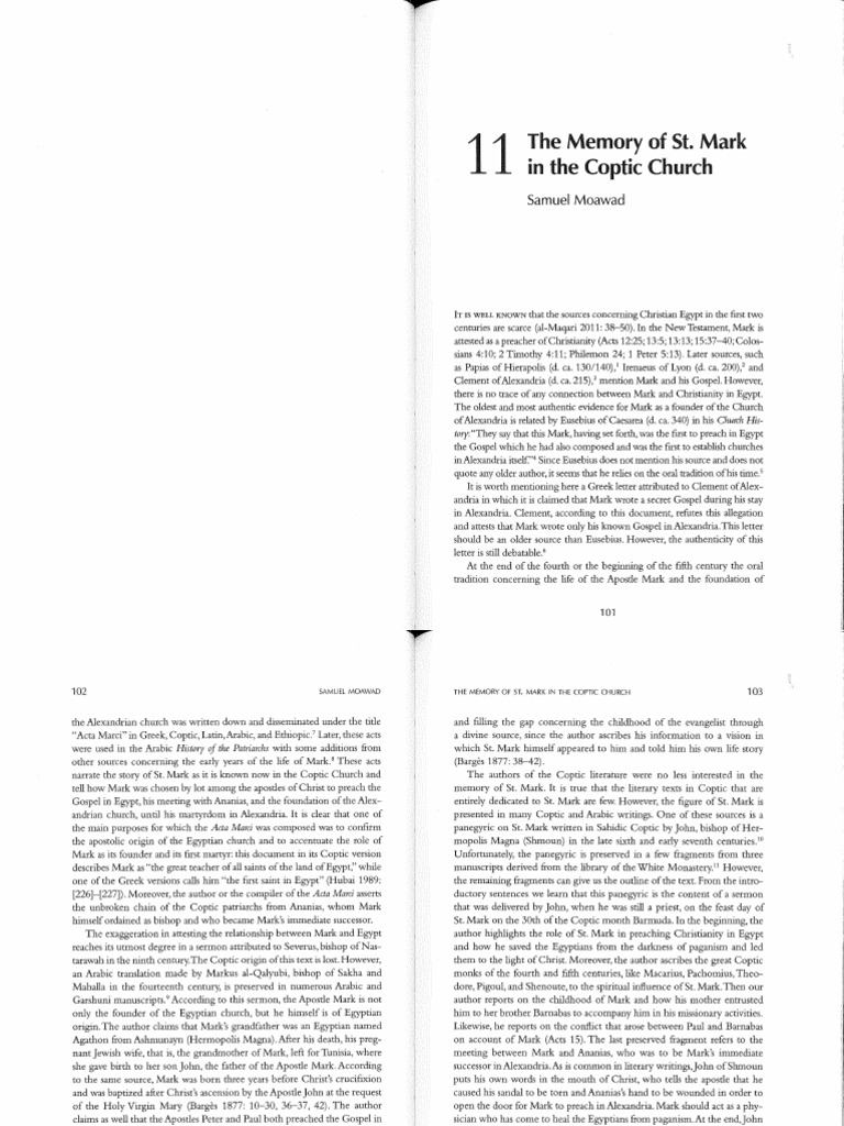 The Memory of Mark in The Coptic Church: Samuel Moawad | PDF | Gospel ...