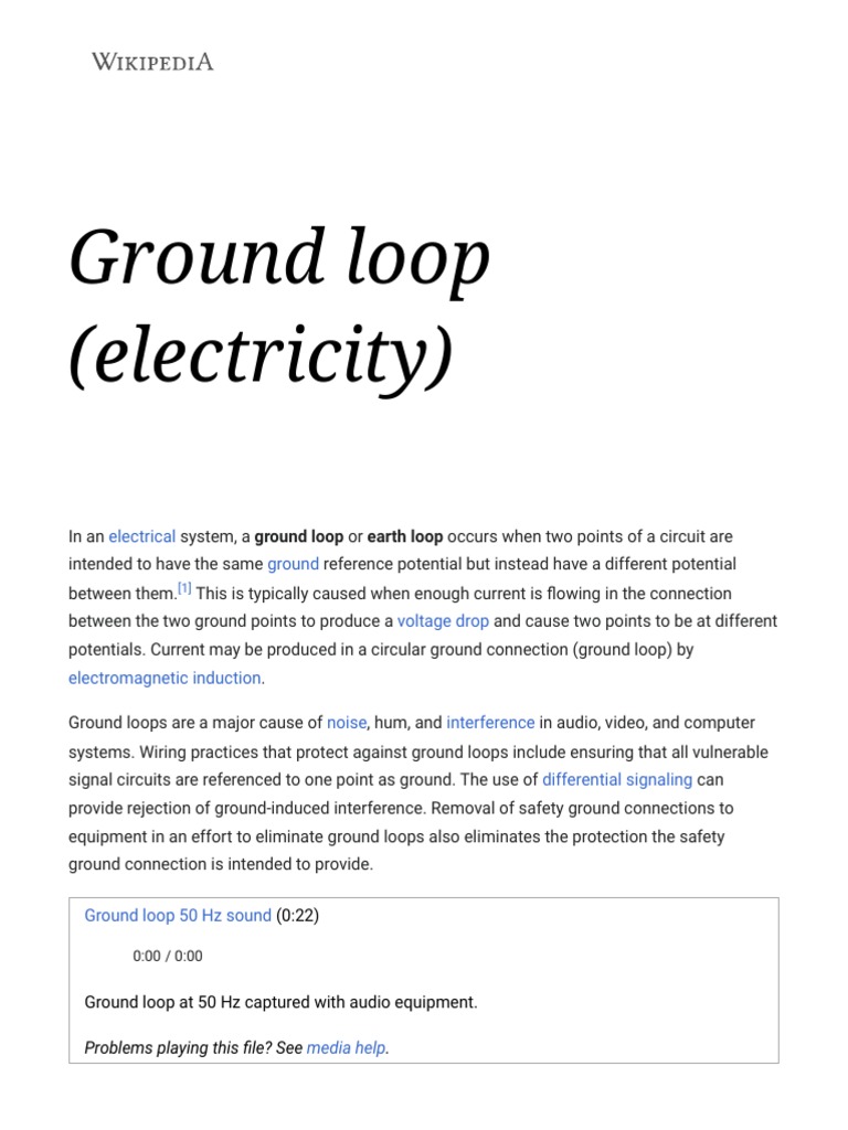 Ground Loop (Electricity) - Wikipedia | PDF | Electromagnetic Induction ...