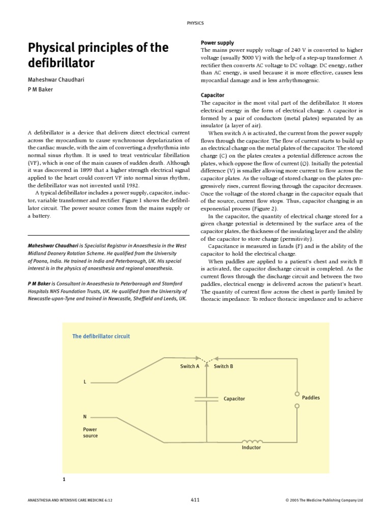 Artigo 1 Physical Principles of The Defibrillator | PDF | Capacitor ...