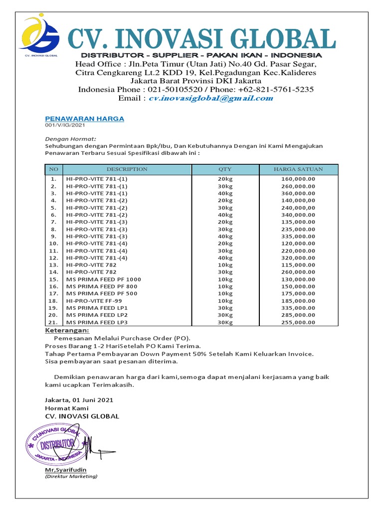Penawaran CV - Inovasi Global Juni | PDF