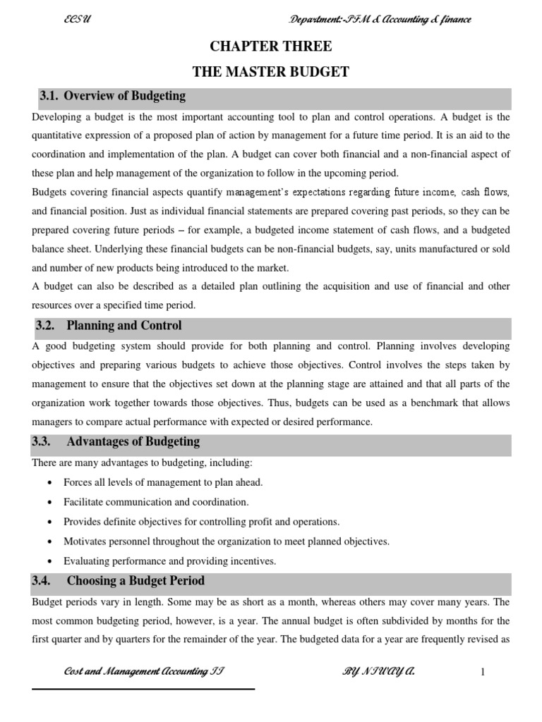 Cost II-Ch - 3 Master Budget | PDF | Equity (Finance) | Inventory