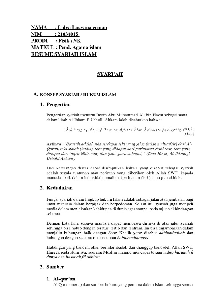 Resume Syariah Islam | PDF