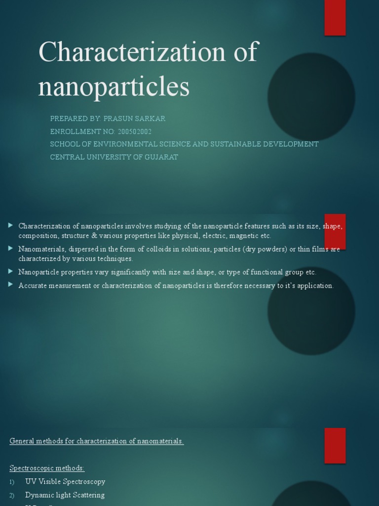 Characterization of Nanoparticles | PDF | Infrared Spectroscopy | X Ray ...