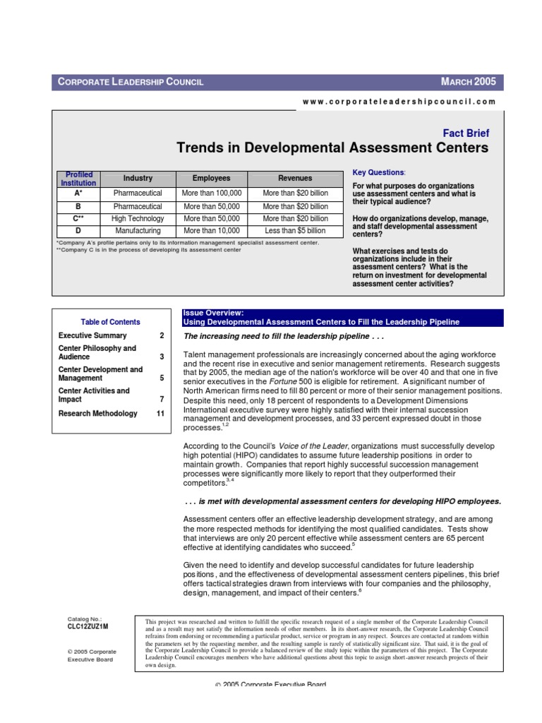 Trends in Developmental Assessment Centers | Download Free PDF ...